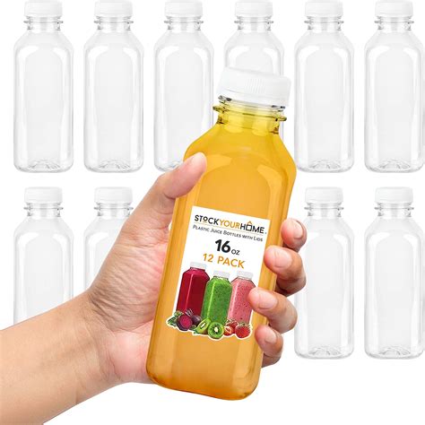 16 Oz Juice Bottles With Caps 20 Pack Plastic Bottles