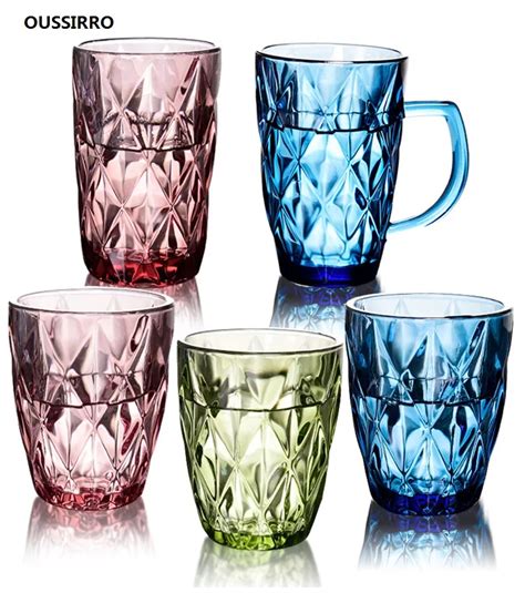 2pcsset Heat Resistant Lead Free Crystal Cups Colorful Glass Whiskey Glass Beer Glass Wine Cup