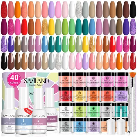 Buy Saviland 49pcs Dip Powder Nail Kit 40 Colors All Season Dip Powder Nail Dip Powder Kit