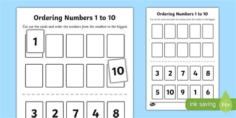 Ordering Numbers 1 To 10 Activity