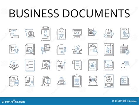 Business Documents Line Icons Collection Contracts Agreements Invoices Proposals Quotes
