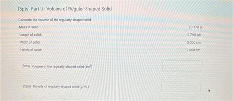 Solved Report Table DD Measurements Of Irregularly Shaped Chegg Com