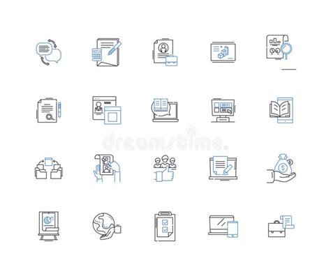Daily Writing Line Icons Collection Routine Inspiration Productivity