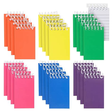 24 Pack Mini Notepads Rainbow Colored Notepads 6 Colors 225 X 35 In