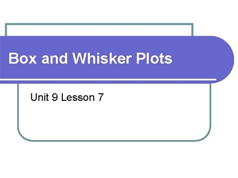 Box And Whisker Plots Unit 9 Lesson 7