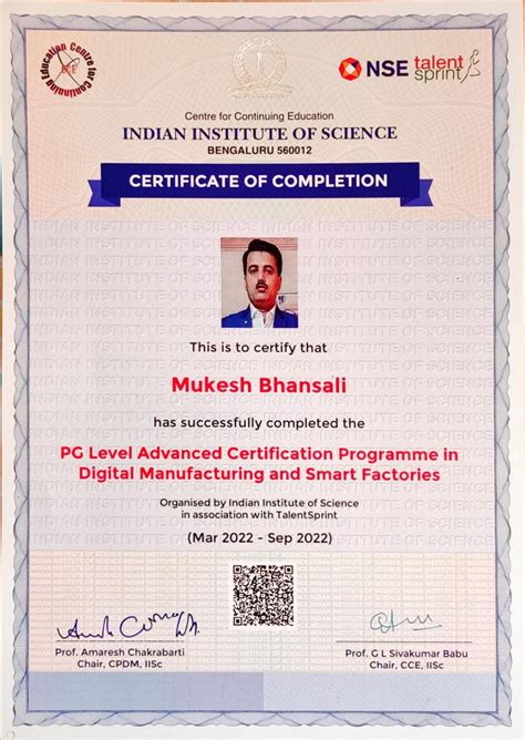 Mukesh Bhansali On Linkedin Successfully Completed Pg Level Advanced Certification Programme In
