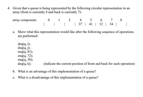 Solved 4 Given That A Queue Is Being Represented By The