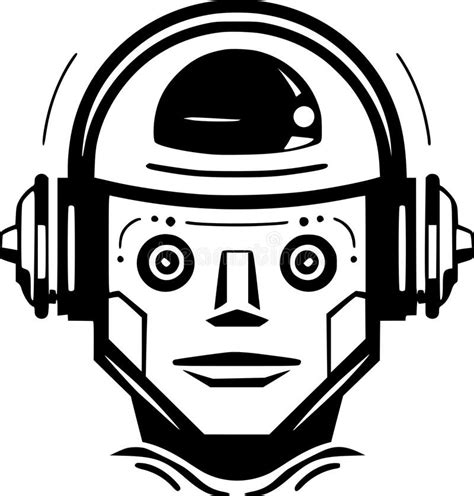 Robot Black And White Isolated Icon Vector Illustration Stock Vector Illustration Of