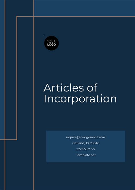 Free Blank Articles Of Incorporation Template To Edit Online