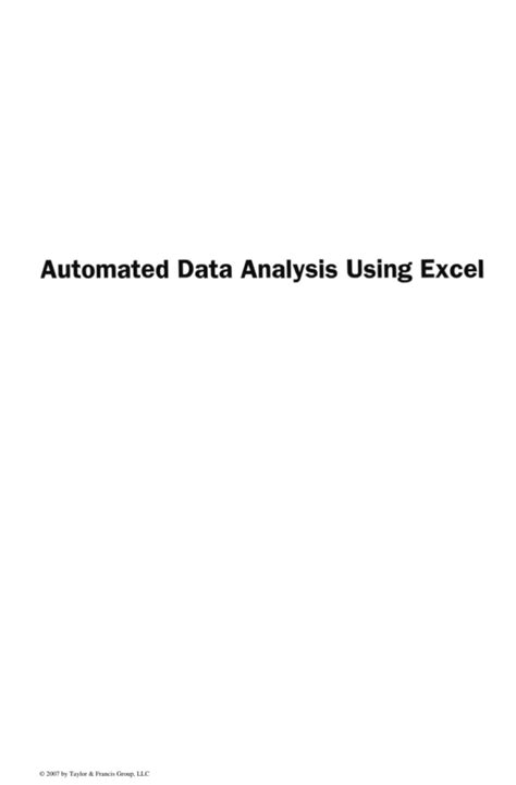 Data Analysis Using Spreadsheets For Pdf Automated Data Analysis Using
