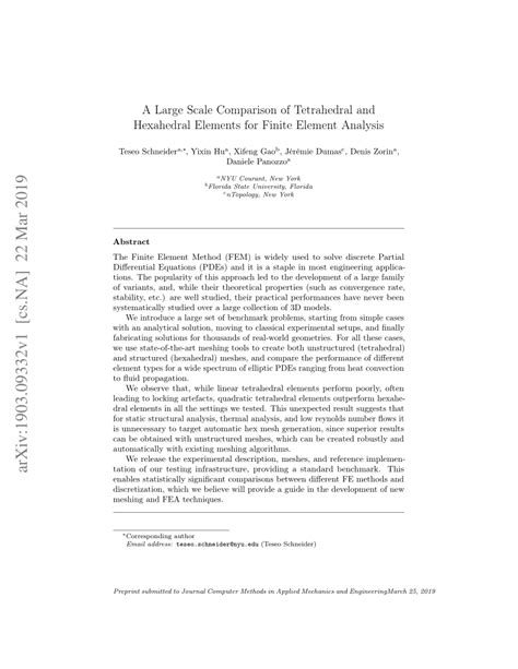Pdf A Large Scale Comparison Of Tetrahedral And Hexahedral Elements