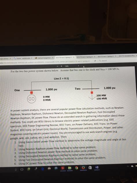 Solved For The Two Bus Power System Shown Below Assume That Chegg Com