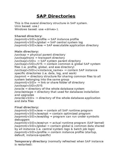 Sap Directories Pdf
