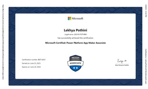 View My Verified Achievement From Microsoft Pothini Lekhya