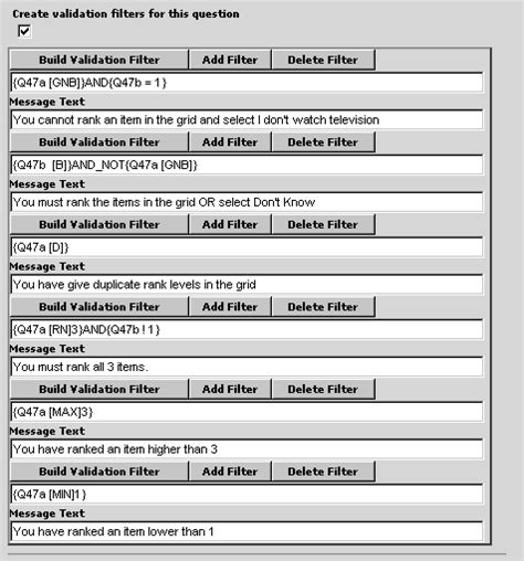 Validation Filter Question
