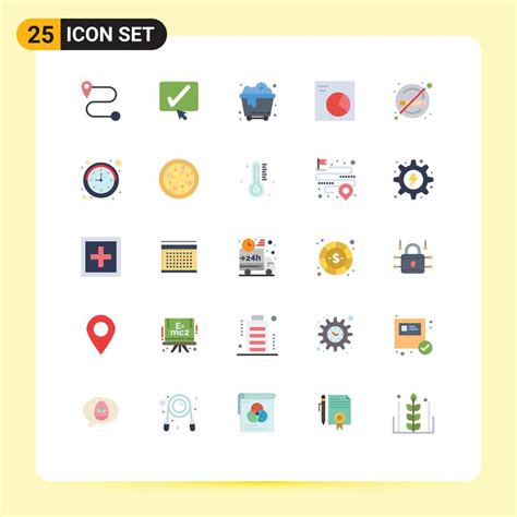25 User Interface Flat Color Pack Of Modern Signs And Symbols Of Watch Clock Analytics Sign No