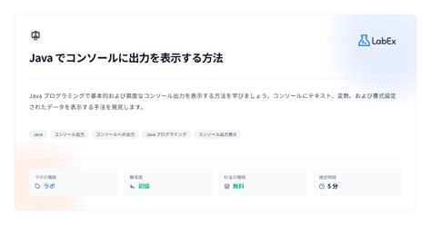 Java でコンソールに出力を表示する方法 Labex