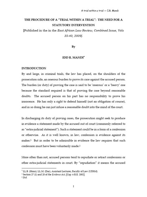 The Procedure Of A Trial Within A Trial Pdf Trials Witness