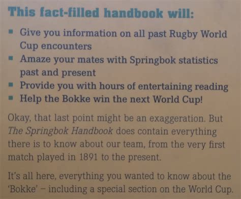 The Springbok Handbook Eddie Grieb And Stuart Farmerpublisher Jonathan Ball 2011 Isbn