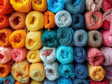 A Set Of Colorful Threads And Plastic Bobbins For Sewing Machines Yarn