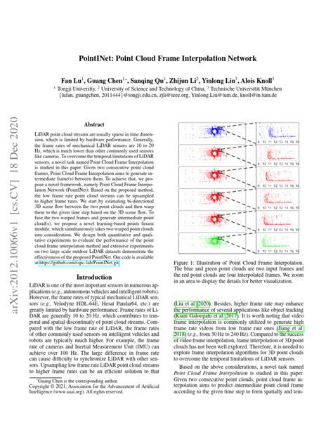 Aaai2021 Pointinet Point Cloud Frame Interpolation Network Pdf