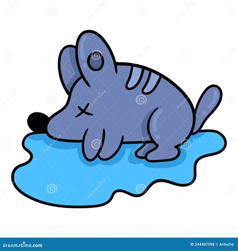 Dead Mouse Corpse Lying Doodle Icon Image Kawaii Stock Vector
