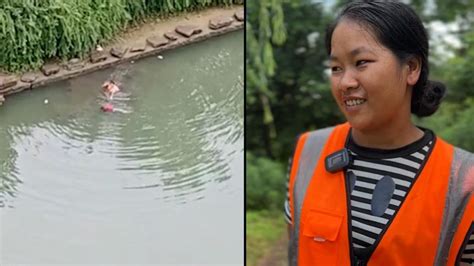 环卫大姐救起落水小孩：不知道多深，摸石头下水所有人澎湃新闻 The Paper