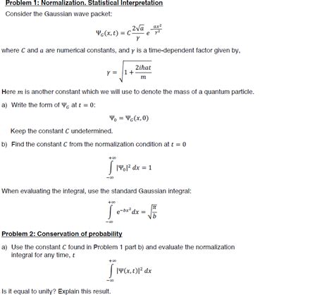 Solved Problem 1 Normalization Statistical Interpretation Chegg Com