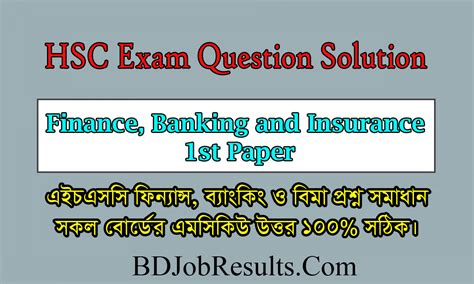 Today Hsc Finance Banking And Insurance 1st Paper Question Solution 2024