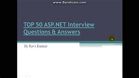 Top 50 Aspnet Interview Questions With Answers Youtube
