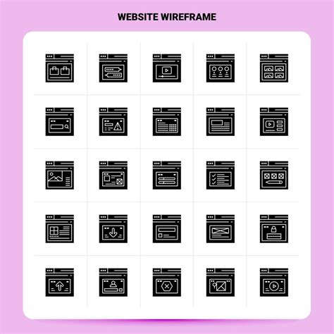 Solid 25 Website Wireframe Icon Set Vector Glyph Style Design Black Icons Set Web And Mobile