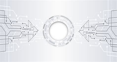 프리젠 테이션 또는 배너를위한 추상 하이테크 커뮤니케이션 다양한 기술 요소가 있는 공상 과학 회색 배경 과학 개념 수평 화살표와 줄무늬 0명에 대한 스톡 벡터 아트 및 기타