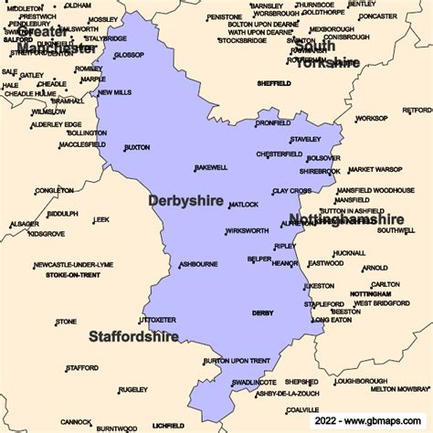 Derbyshire County Boundaries Map