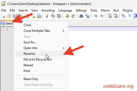 How To Rename A File Using Notepad Code2care