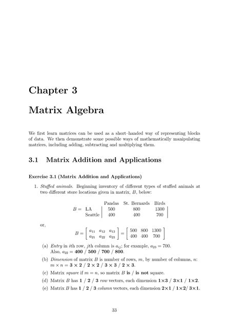 Matrix xyz Chapter 3 Matrix Algebra We ürst learn matrices can be used as a short3handed way