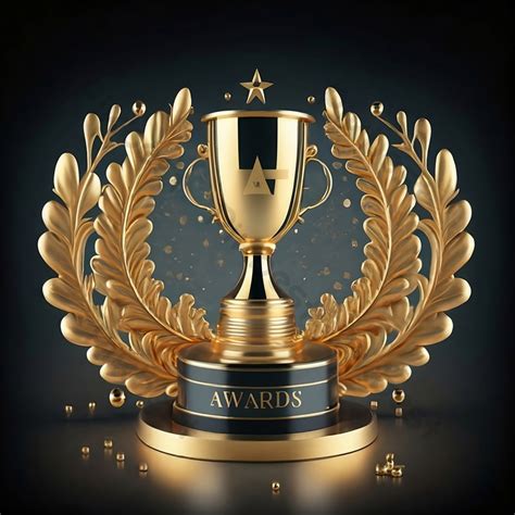 Best Performance Award Ceremony 3d Trophy With Golden Texture Poster