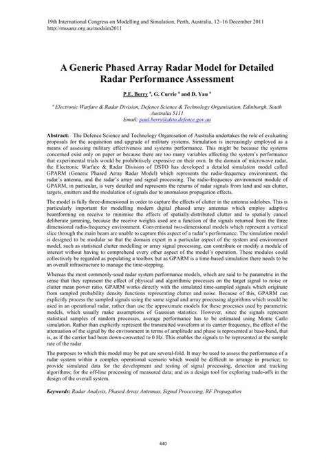 Pdf A Generic Phased Array Radar Model For Detailed Radar Mssanz