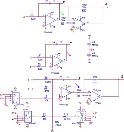 The Electronic Circuit Schematic Of The Chaotic System Download Scientific Diagram