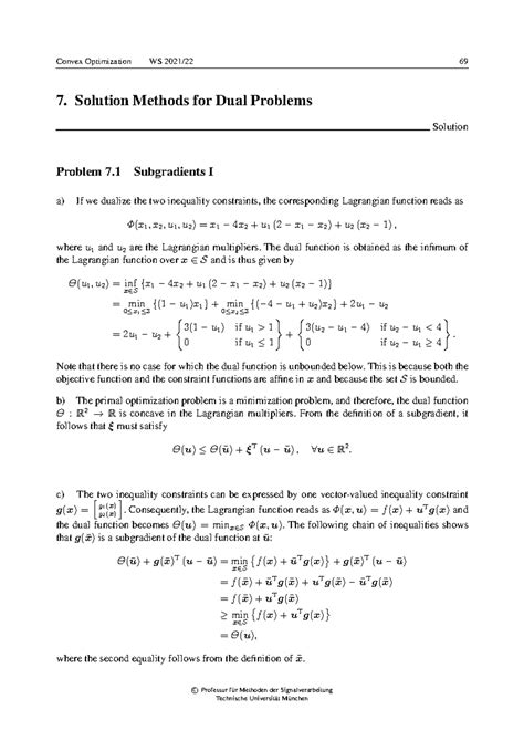 Problem 7 Solution 7 Solution Methods For Dual Problems Solution