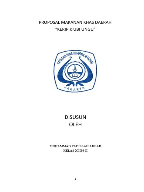 Proposal Makanan Khas Daerah Ubi Ungu Pdf