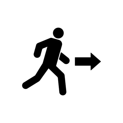 Exit Person Sign Emergency Fire Safety Way Escape Black Silhouette