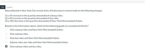 Solved 2 Points Data Collected In New York City Reveals That