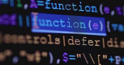 4k Close Up Shot Programming Tag Code On Pc Monitor Scroll Down Background Concept For