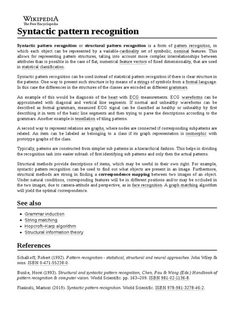 Syntacticpatternrecognition Pdf Pattern Recognition Applied