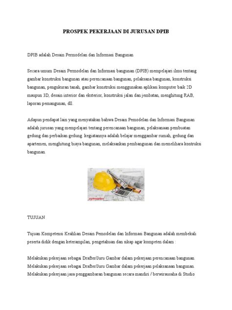 Prospek Kerja Dpib Pdf