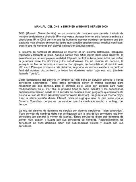 Manual Del Dns Y Dhcp En Windows Server 2008 Pdf