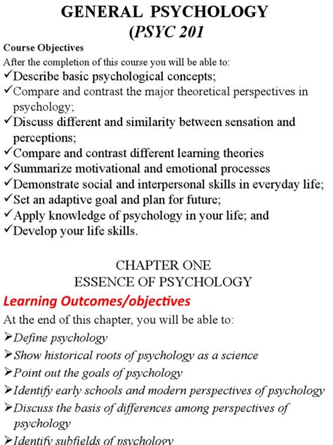 Chapter 1 And Chapter 2 Psyc 1011 Pdf Perception Senses