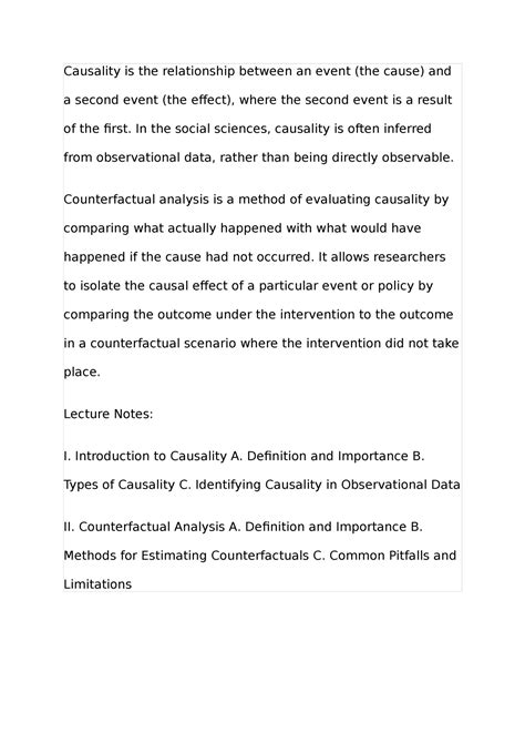 Causality And Counterfactual Analysis Causality Is The Relationship