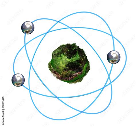 Green Atomis Structure With Blue Orbitals Stock Illustration Adobe Stock