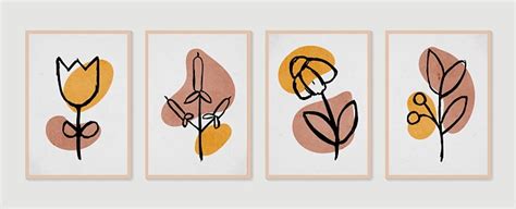 현대 미술 포스터 컬렉션 식물벽 아트 벡터 세트 최소한의 자연 벽 예술 인쇄 벽지 커버에 대한 추상 식물 예술 디자인 현대 벡터 일러스트레이션 0명에 대한 스톡 벡터 아트